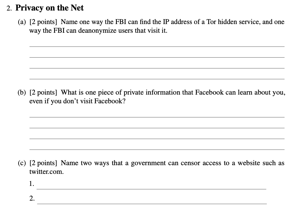 Solved Name one way the FBI can find the IP address of a Tor | Chegg.com