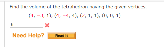 Solved Find the volume of the tetrahedron having the given | Chegg.com