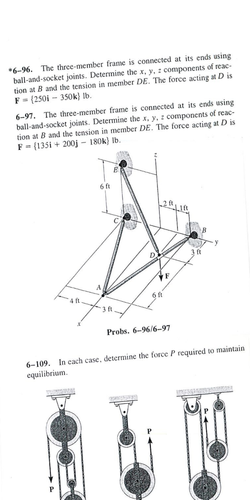 Solved *6-96. The three-member frame is connected at its | Chegg.com