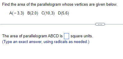 Solved Find the area of the parallelogram whose vertices are | Chegg.com