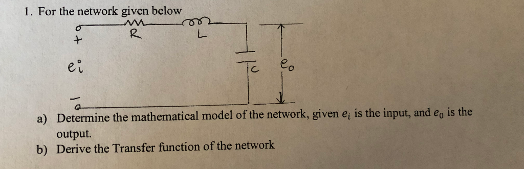 Solved 1. For the network given below to a) Determine the | Chegg.com
