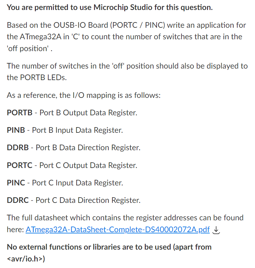 You are permitted to use Microchip Studio for this | Chegg.com