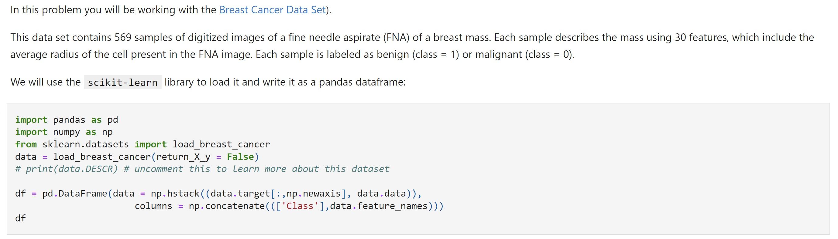 In this problem you will be working with the Breast | Chegg.com