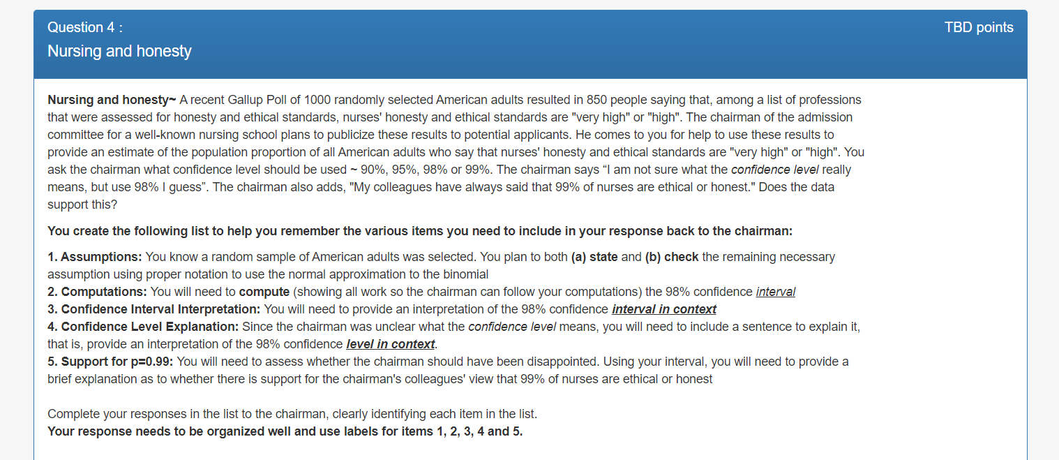 Solved TBD points Question 4 : Nursing and honesty Nursing | Chegg.com