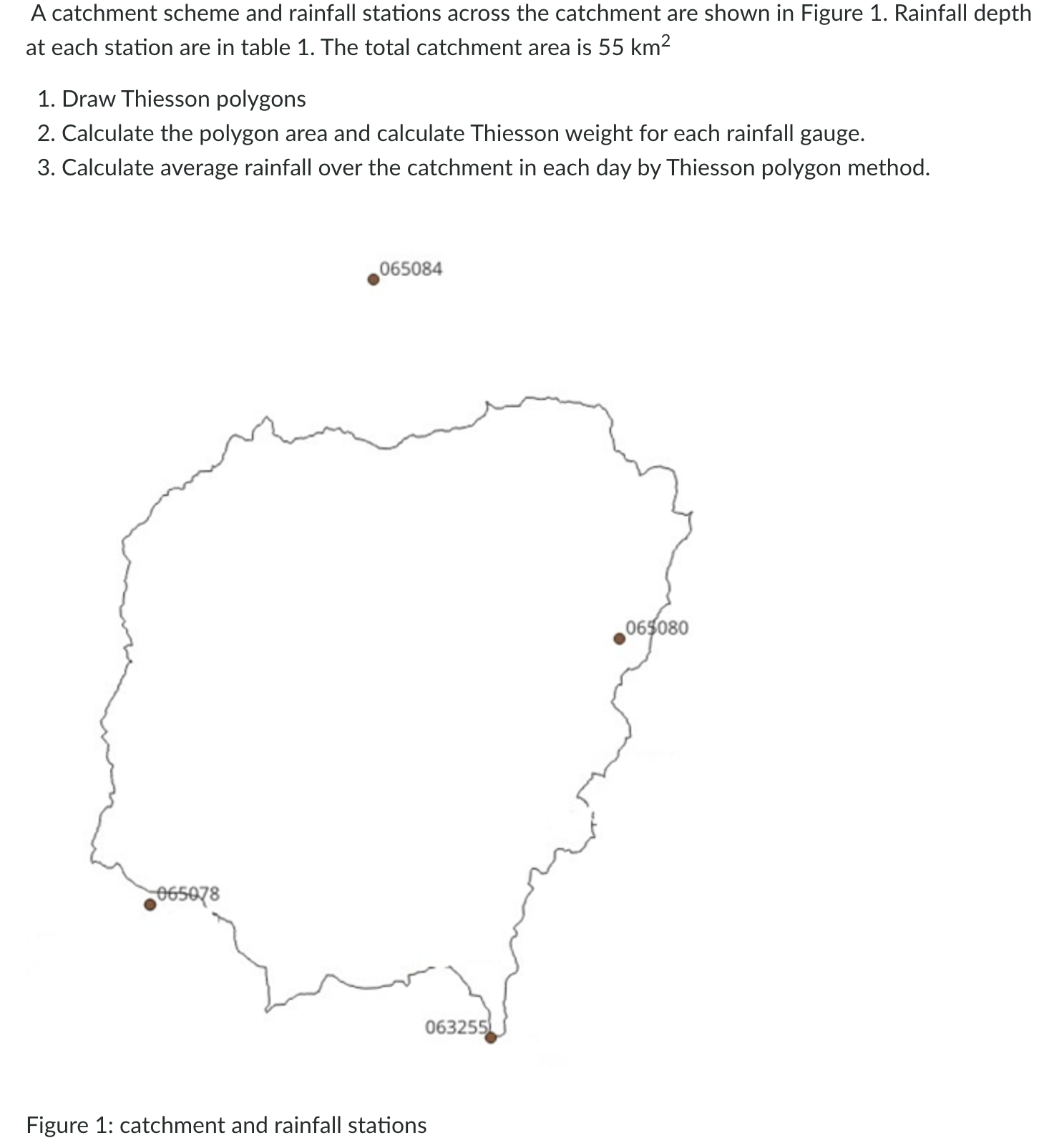 Solved A catchment scheme and rainfall stations across the | Chegg.com