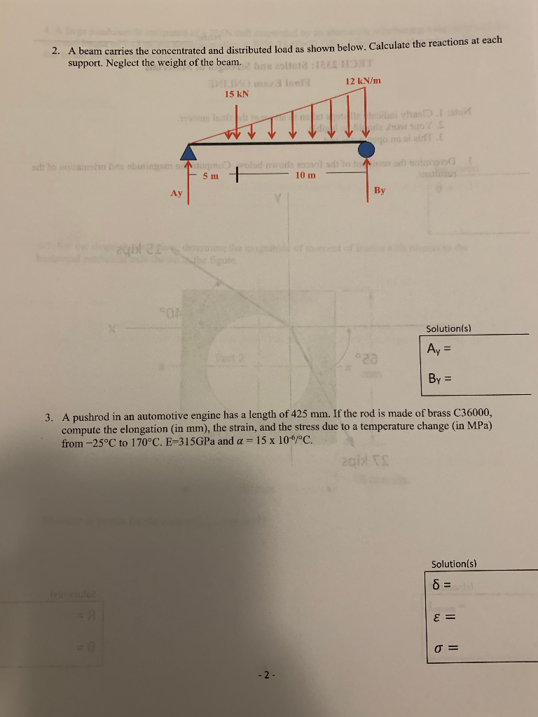 Solved 2. A beam carries the concentrated and distributed | Chegg.com