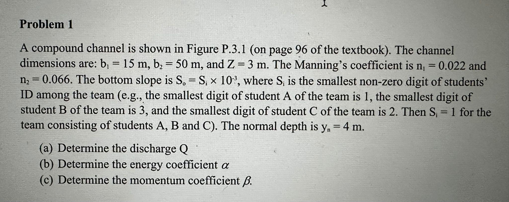 Solved A compound channel is shown in Figure P.3.1 (on page | Chegg.com