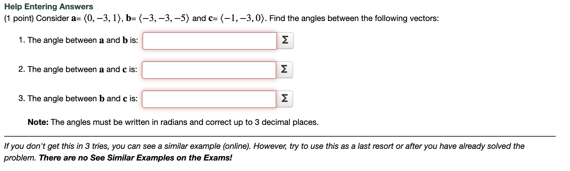Solved Help Entering Answers (1 point) Consider a= (0, -3, | Chegg.com
