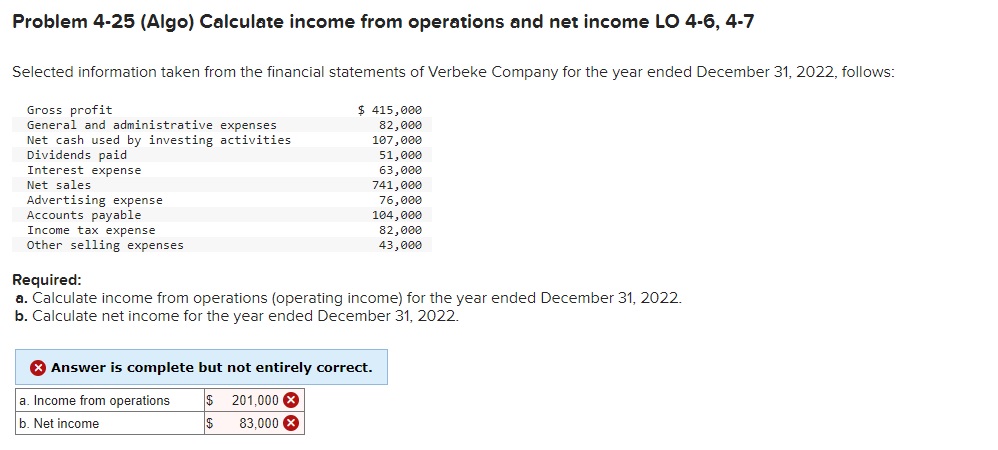 Solved Problem 4-25 (Algo) Calculate income from operations | Chegg.com Solved Problem 4-25 (Algo) Calculate income from operations | Chegg.com