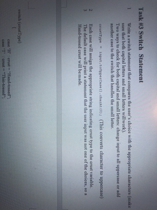 Solved Task 3 Switch Statement 1write A Switch Statement Chegg