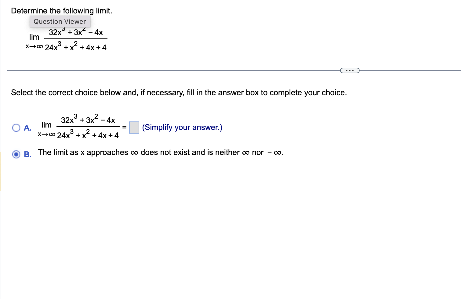 Solved Determine the following limit. Question Viewer | Chegg.com