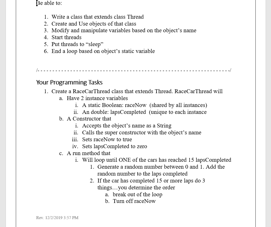 Solved Be able to: 1. Write a class that extends class | Chegg.com