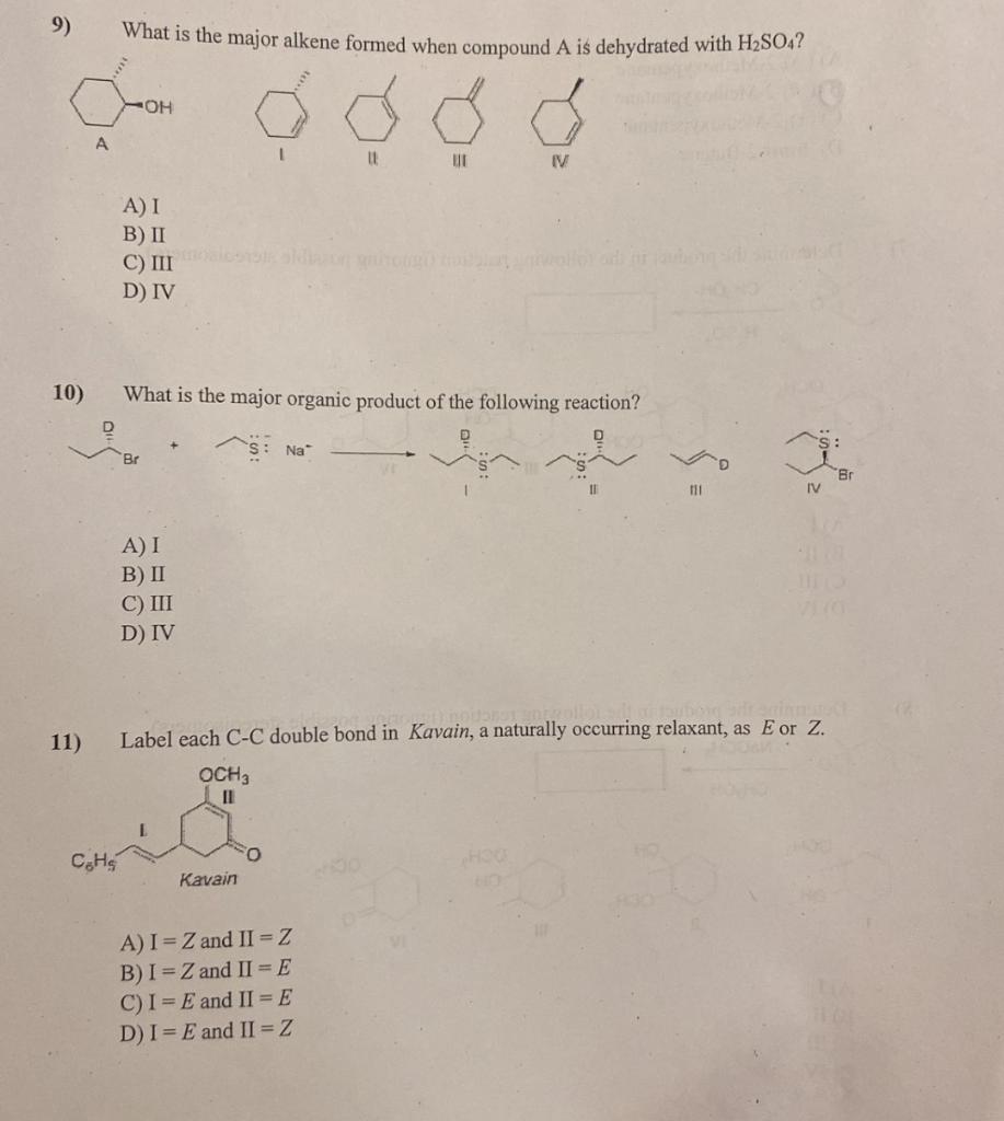 Solved 9) What is the major alkene formed when compound A is | Chegg.com
