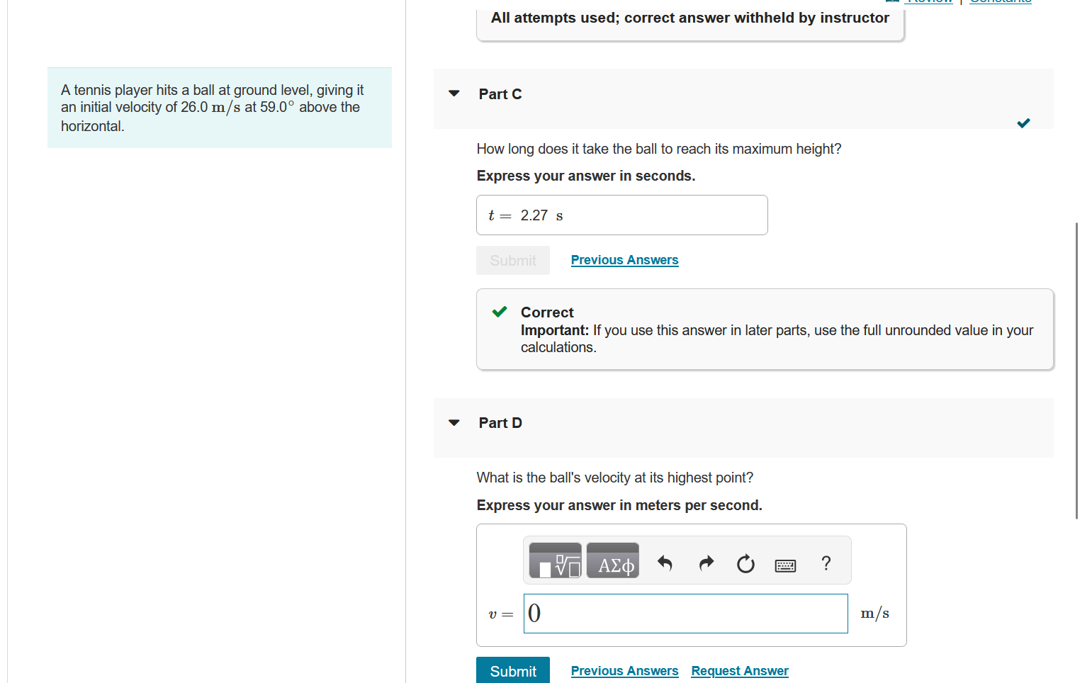 Solved All attempts used; correct answer withheld by | Chegg.com