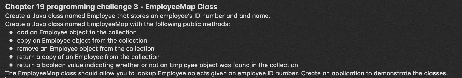 Solved Chapter 19 programming challenge 3 - EmployeeMap | Chegg.com