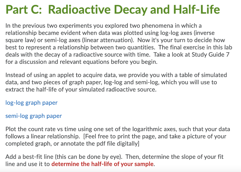 Solved Part C: Radioactive Decay and Half-Life In the | Chegg.com