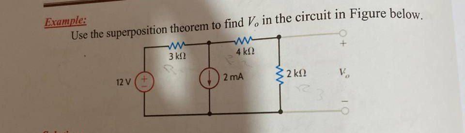 Solved Example: Use the superposition theorem to find V. in | Chegg.com