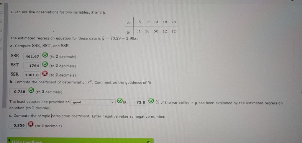 Solved D D Given are five observations for two variables, | Chegg.com