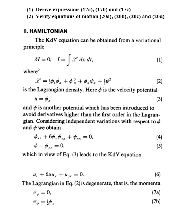 Solved Classical Mechanics - kdV equation - | Chegg.com