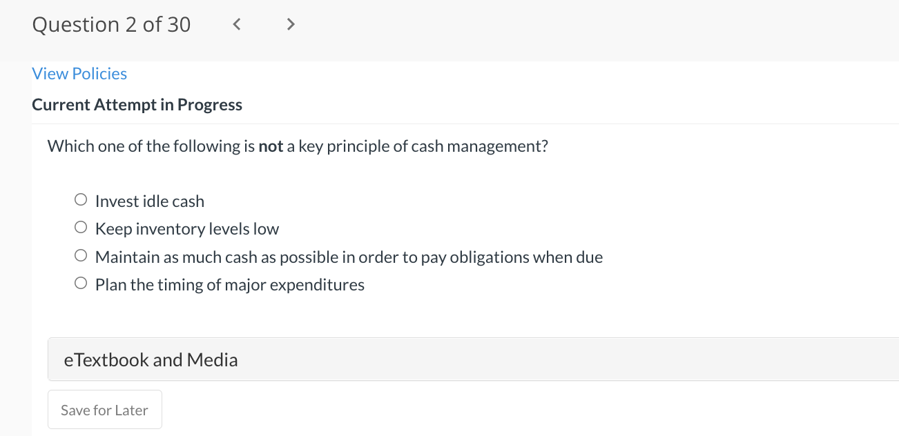 Solved Question 2 of 30 View Policies Current Attempt in | Chegg.com