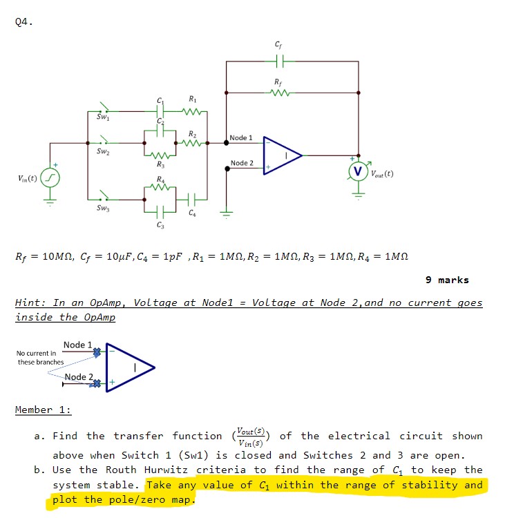 Solved Rf=10MΩ,Cf=10μF,C4=1pF,R1=1MΩ,R2=1MΩ,R3=1MΩ,R4=1MΩ 9 | Chegg.com