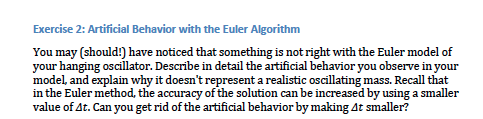 Solved Exercise 5: Energy in the Euler-Cromer Algorithm | Chegg.com