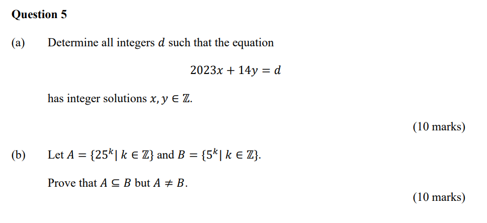 Solved (a) Determine all integers d such that the equation | Chegg.com