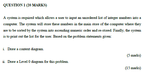 Solved QUESTION 1 (20 MARKS) A system is required which | Chegg.com