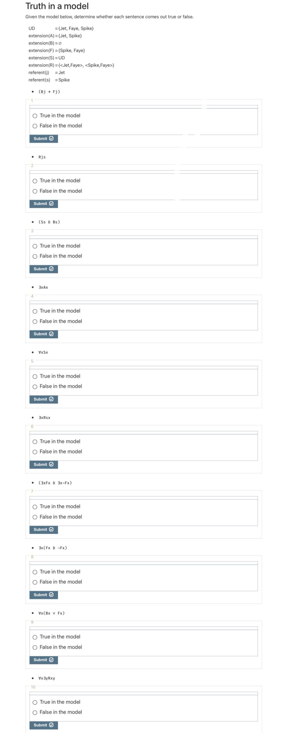 Solved Truth in a model Given the model below, determine | Chegg.com