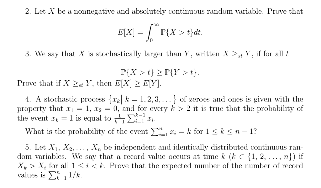 Solved 2. Let X be a nonnegative and absolutely continuous | Chegg.com