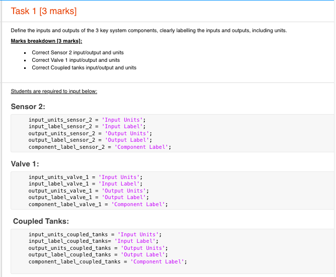 Solved Part Modeling af the Constad van Sistem Tusk : | Chegg.com