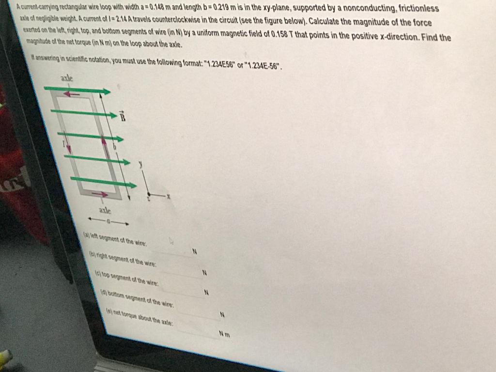 Solved A current-carrying rectangular wire loop with width a | Chegg.com