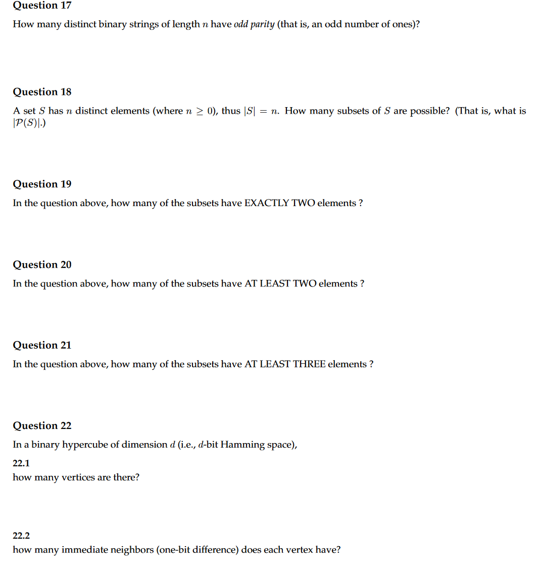 Solved Question 17 How many distinct binary strings of | Chegg.com Solved Question 17 How many distinct binary strings of | Chegg.com