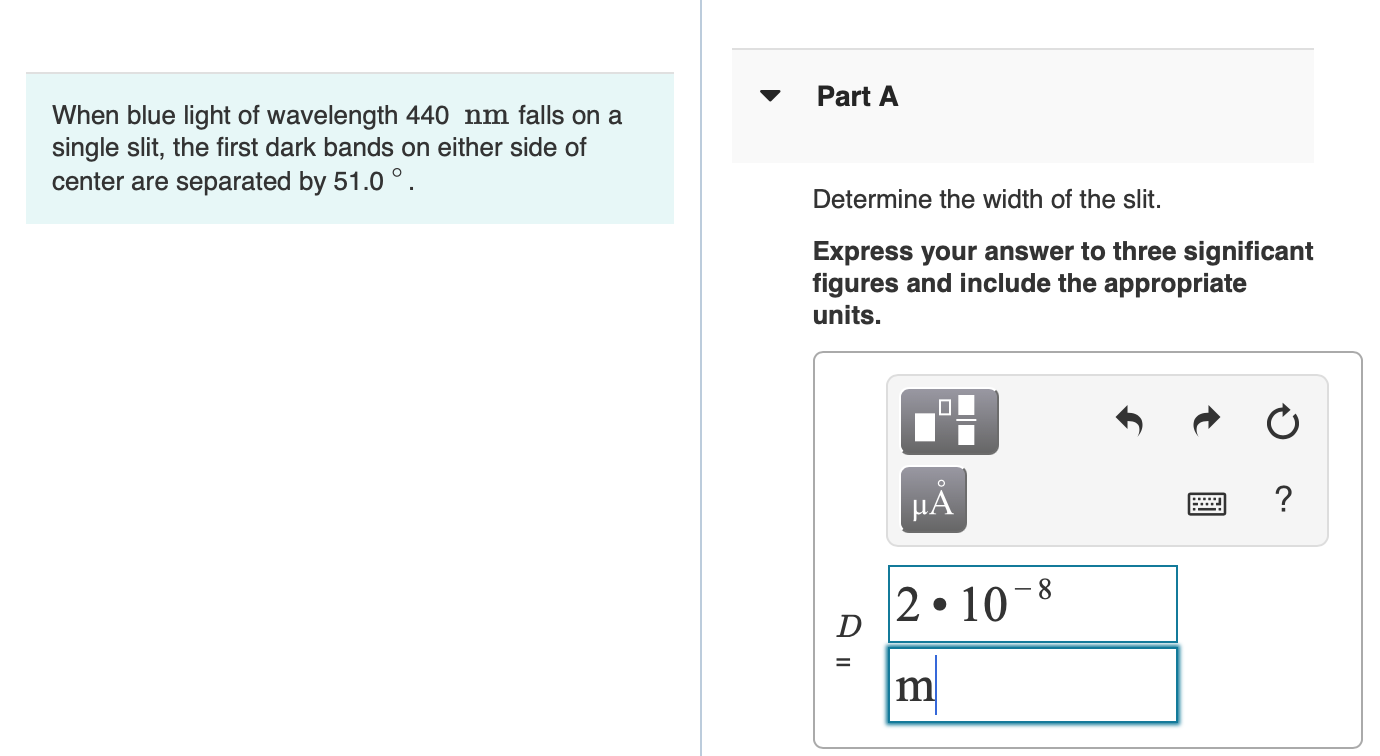 Solved When blue light of wavelength 440 nm falls on a | Chegg.com
