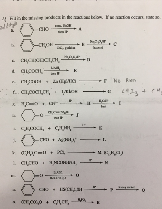 Solved Fill in the missing products in the reactions below. | Chegg.com Solved Fill in the missing products in the reactions below. | Chegg.com