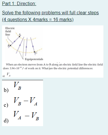 Solved Part 1: Direction: Solve the following problems will | Chegg.com