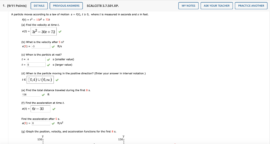 Solved A particle moves according to a law of motion s = | Chegg.com