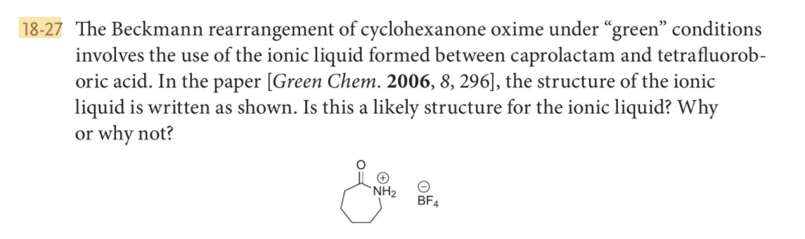 Solved Any guidance with ionic liquids, Beckmann | Chegg.com