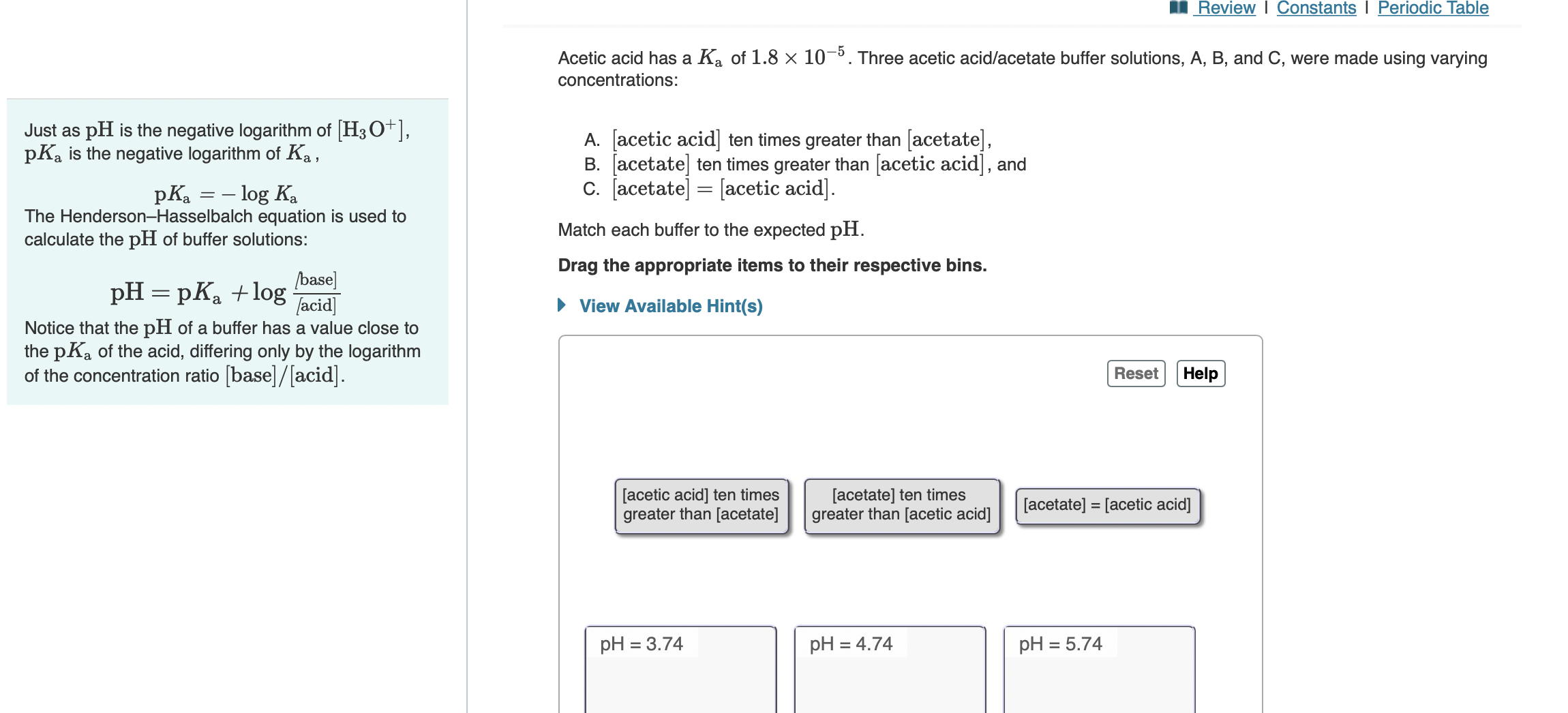 Solved Just as pH is the negative logarithm of [H3O+], pKa | Chegg.com