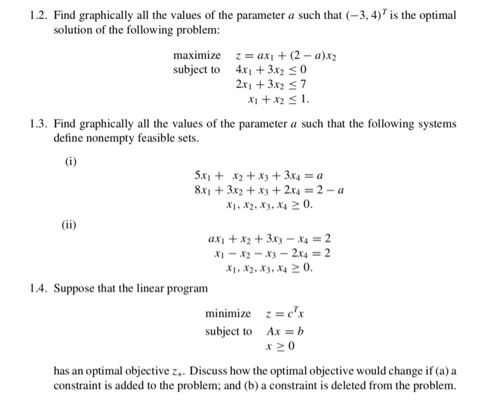 Solved find graphically all the values of the parameter a | Chegg.com