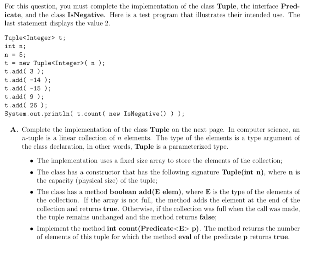 Solved For this question, you must complete the | Chegg.com