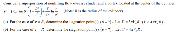 Solved Consider a superposition of nonlifting flow over a | Chegg.com