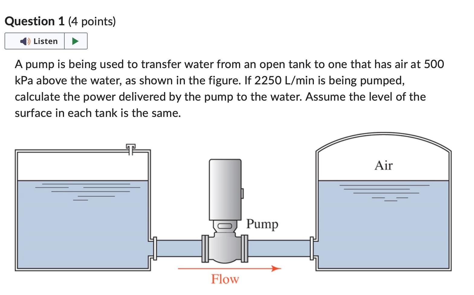 Solved A pump is being used to transfer water from an open | Chegg.com