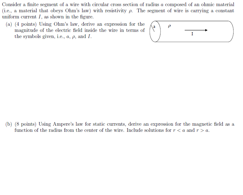 Solved Consider a finite segment of a wire with circular | Chegg.com