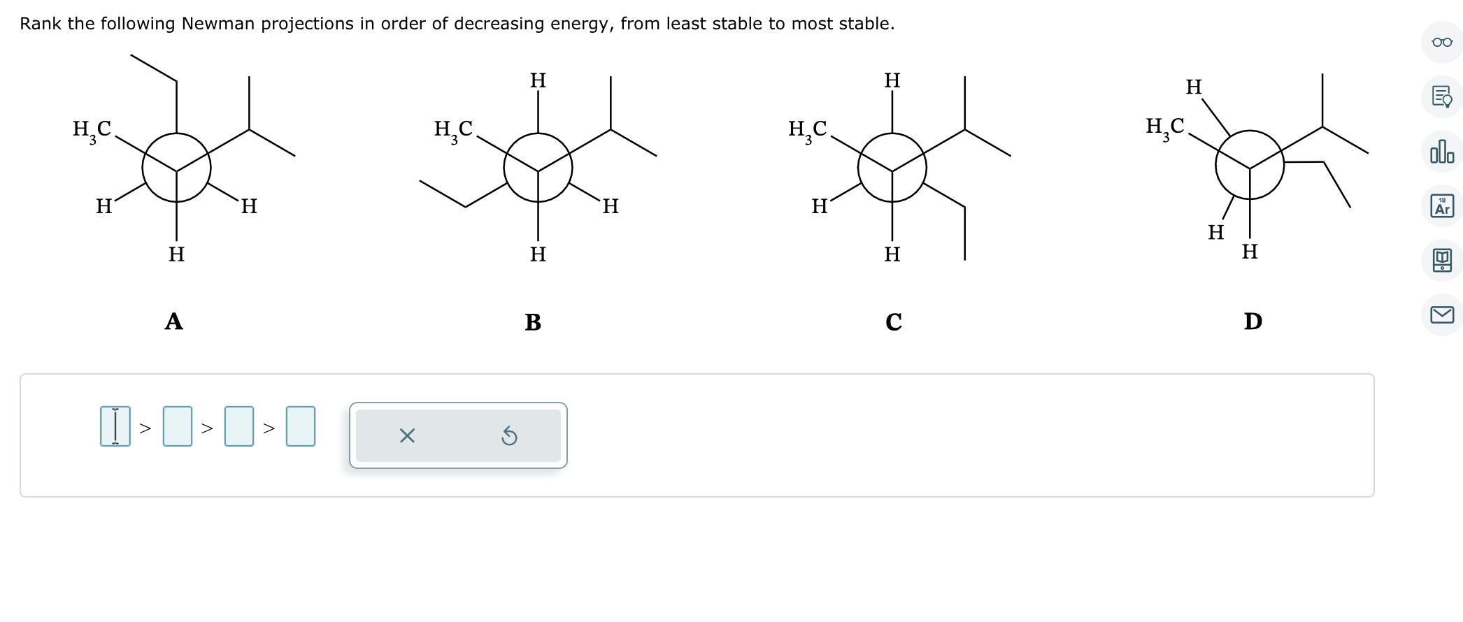 Solved Rank the following Newman projections in order of | Chegg.com
