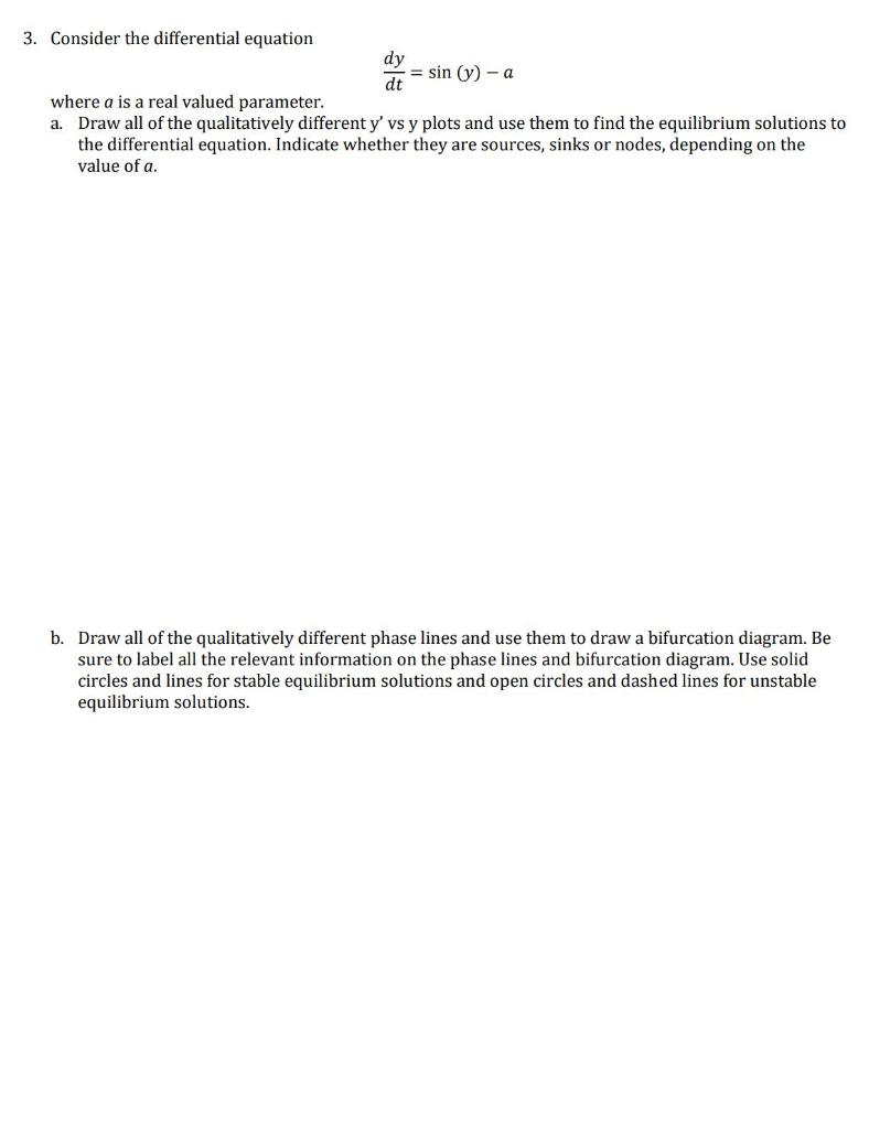 Solved 3. Consider the differential equation dy = sin (y) - | Chegg.com