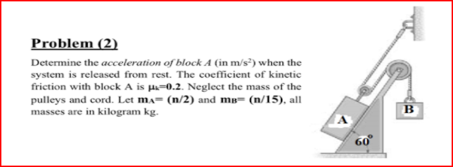 Solved Problem 2 Determine The Acceleration Of Block A In 5575