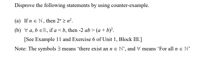 Solved Disprove the following statements by using | Chegg.com