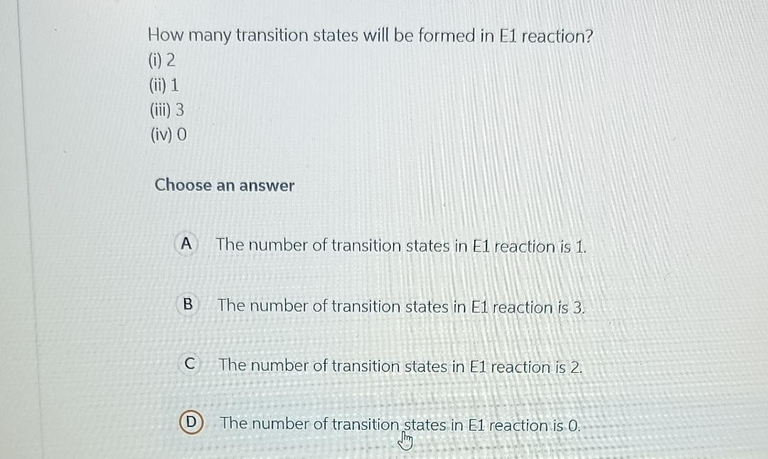 Solved How many transition states will be formed in E1 | Chegg.com