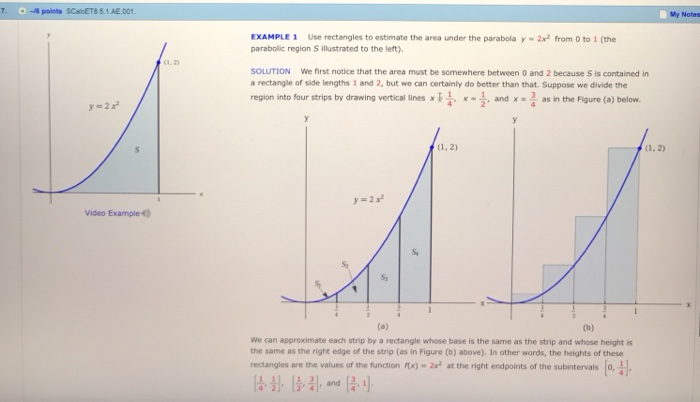 Solved My Notes EXAMPLE1 Use rectangles to estimate the area | Chegg.com